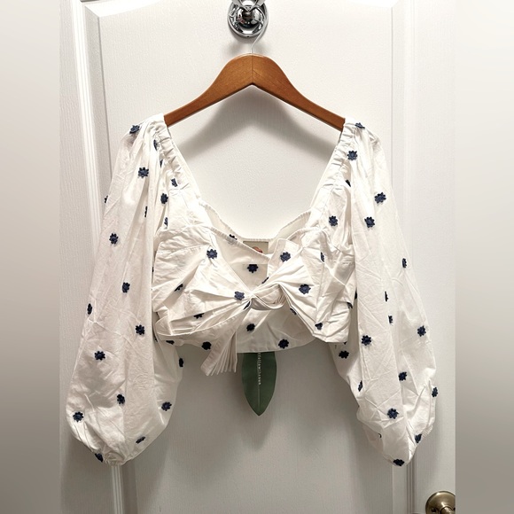 FARM Rio | Tops | Farm Rio Blue Flowers Crop Top | Poshmark